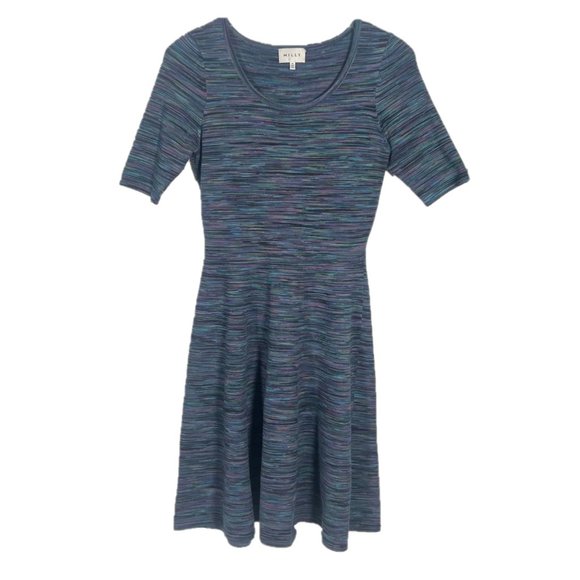 Milly | Dresses | Milly Space Dyed Fit Flare Rib Knit Scoop Neck Short ...